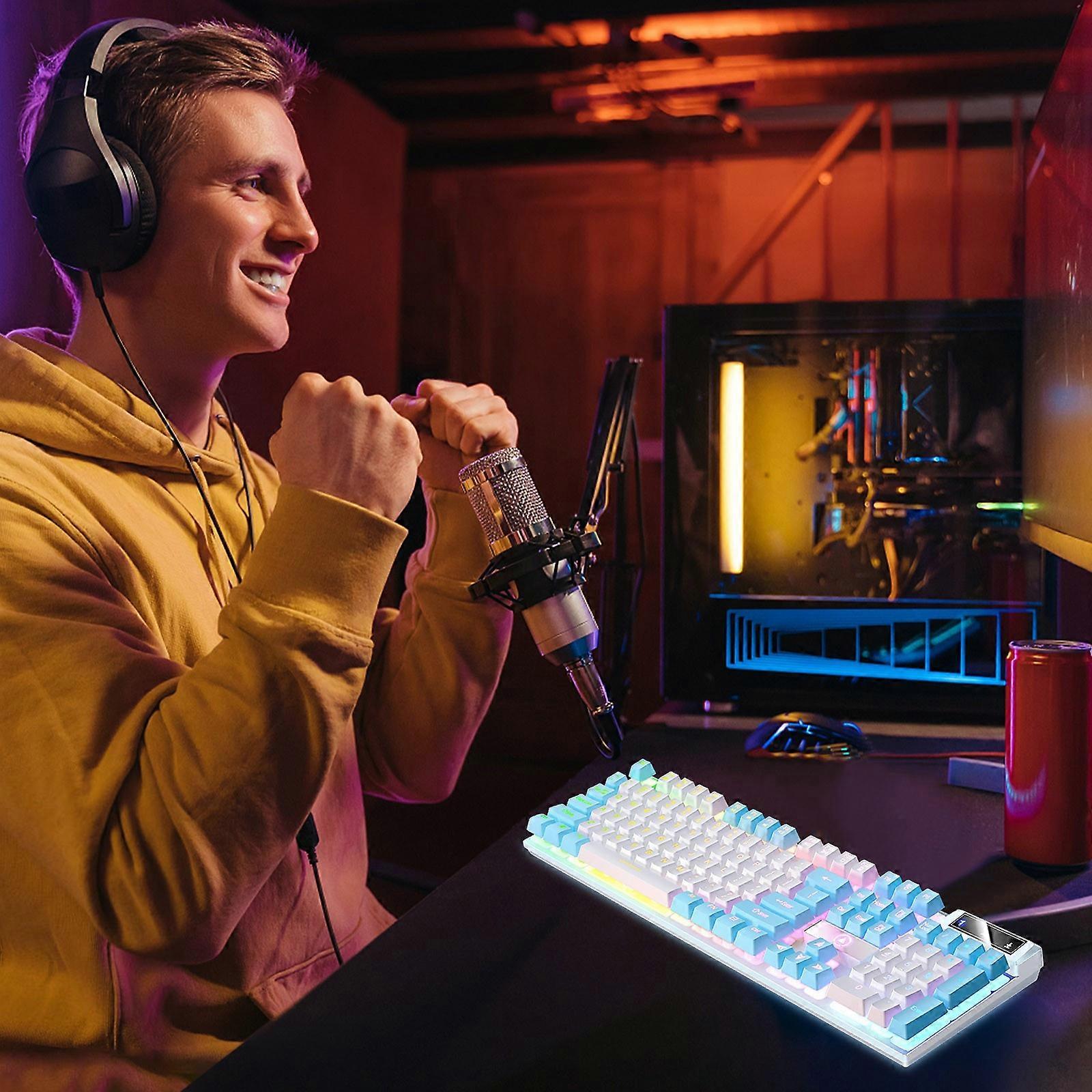 Gaming Keyboard USB Wired Floating Keyboard, Ergonomic Water Mechanical ...