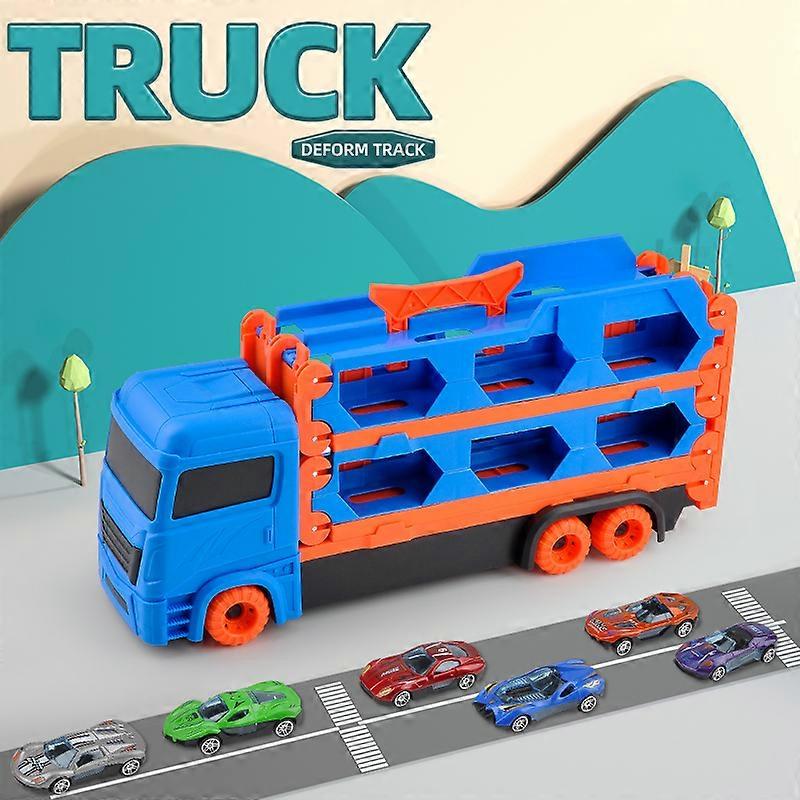 Folding Truck Ejection Toy Car Container Transporter Trailer Double ...