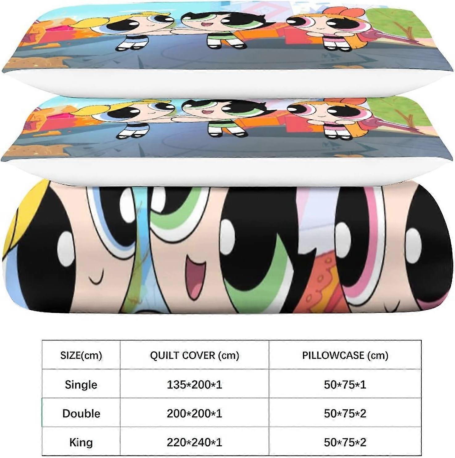 3pcs Powerpuff Girls Duvet Cover 3D Printed Pillowcase Bed Linen ...
