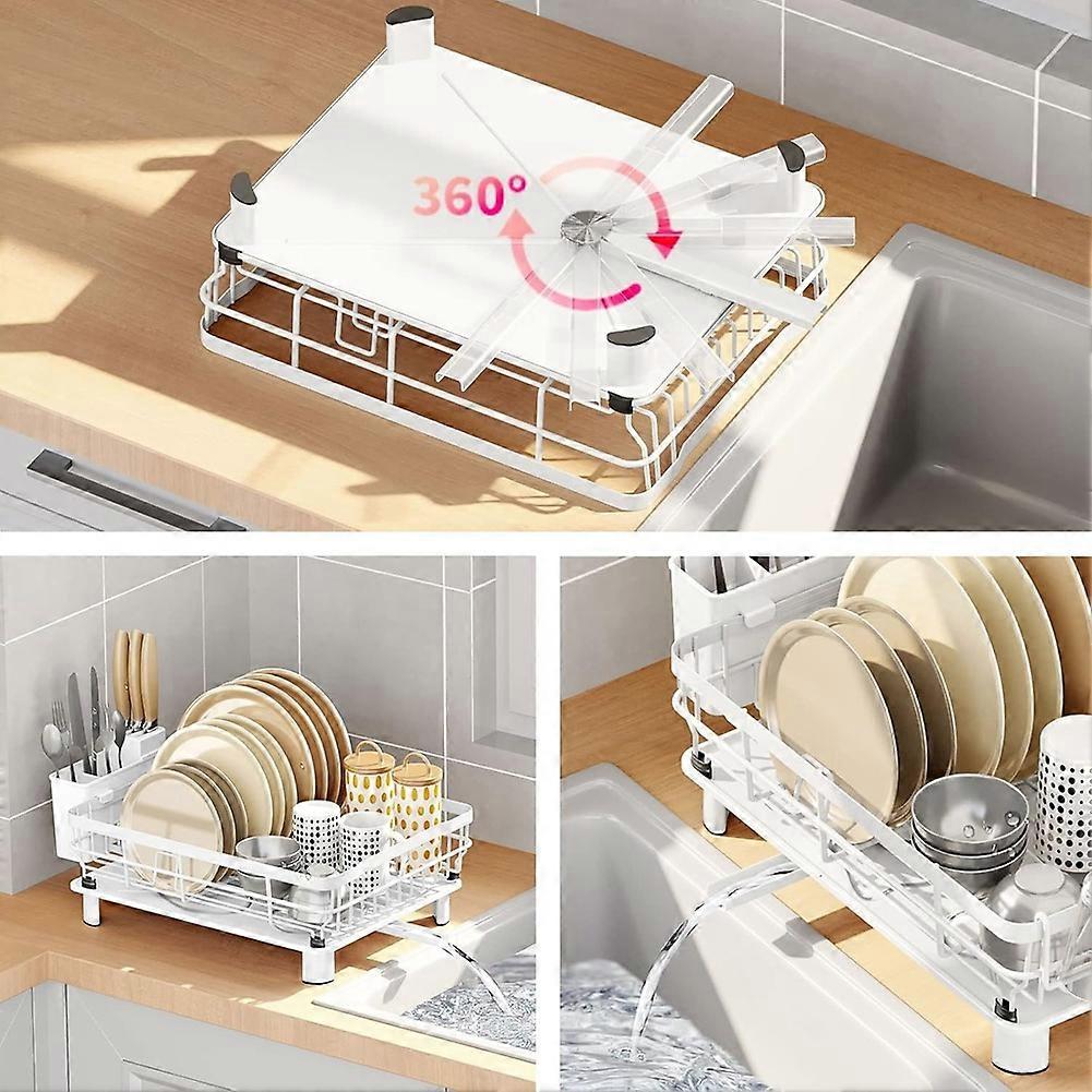 Dish Drainer Compact Dish Rack for Kitchen Countertops with Drain Plate ...