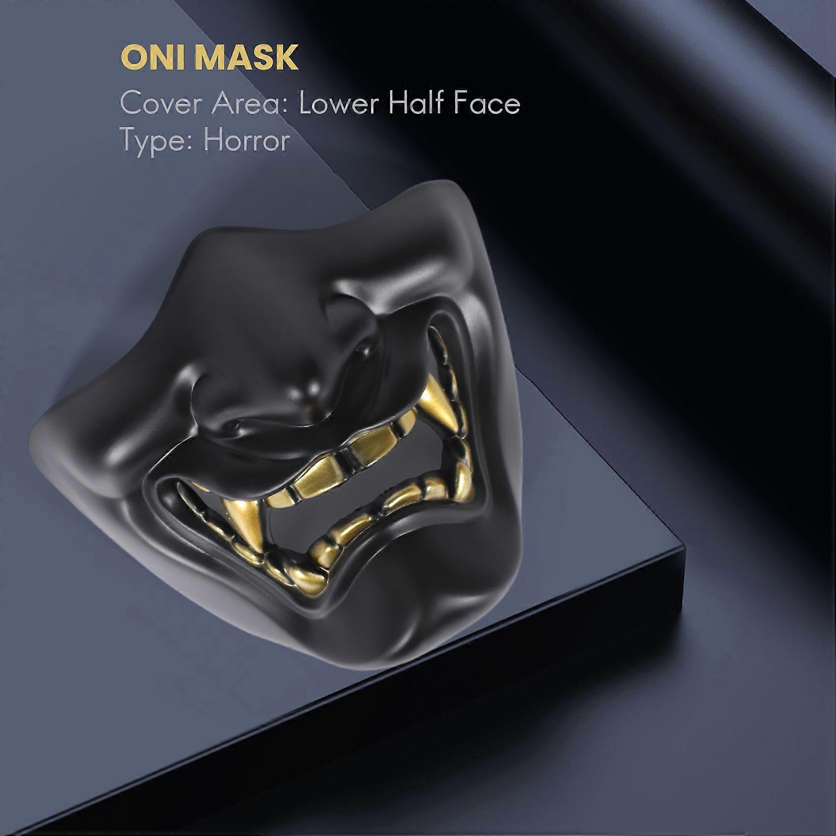 Costume Cosplay Tooth Decay Kabuki Samurai Half Cover Mask Party Scary ...