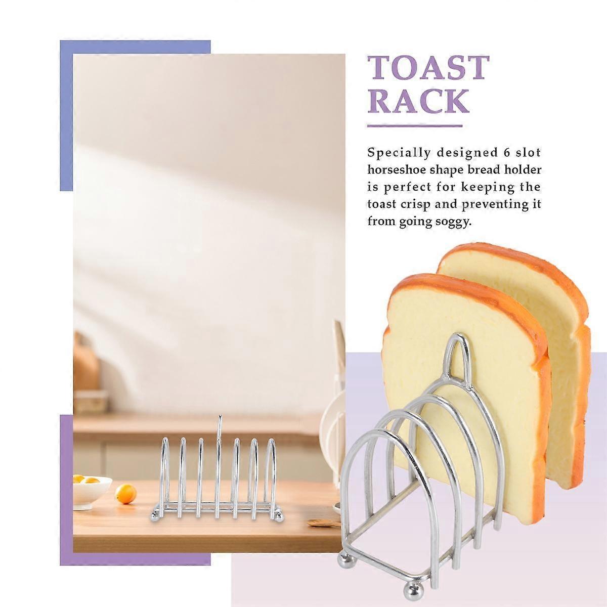 Toast Bread Rack Holder 6 Slice Stainless Steel Toast Rack with Ball ...