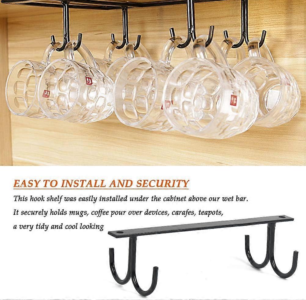 Rustic Mug Holder, 6-Pack Under Cabinet Mug Organizer Rack with 12 ...