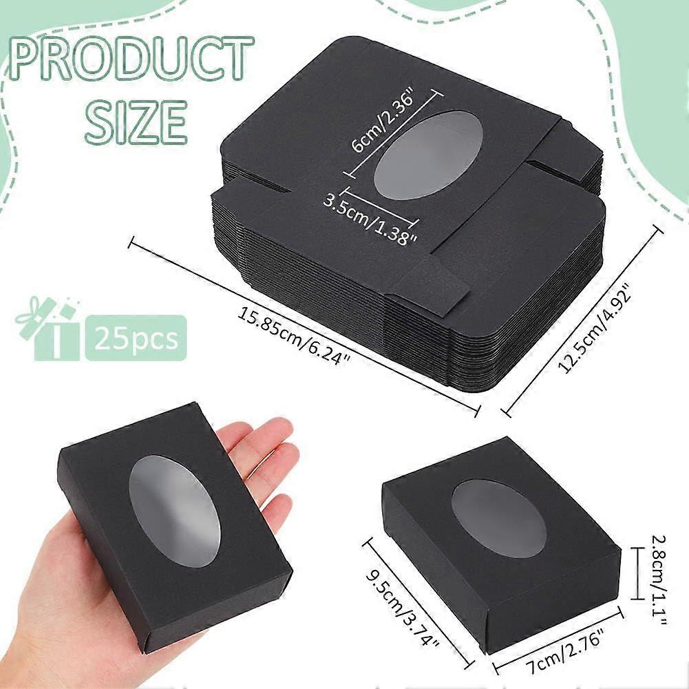 25 Pcs Paper Boxes with Window 3.74x2.76x1.1 Inch Rectangle Folding ...