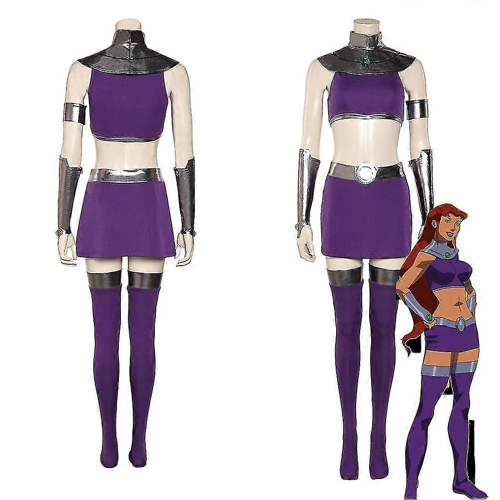 Starfire Cosplay Costume Disguise Fantasia Dress For Adult Women Girls ...