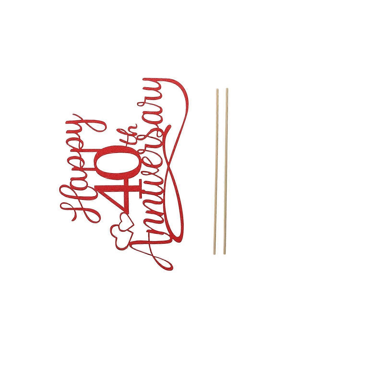 40th Wedding Anniversary Cake Toppers, 1Pcs Ruby Wedding Cake Topper ...