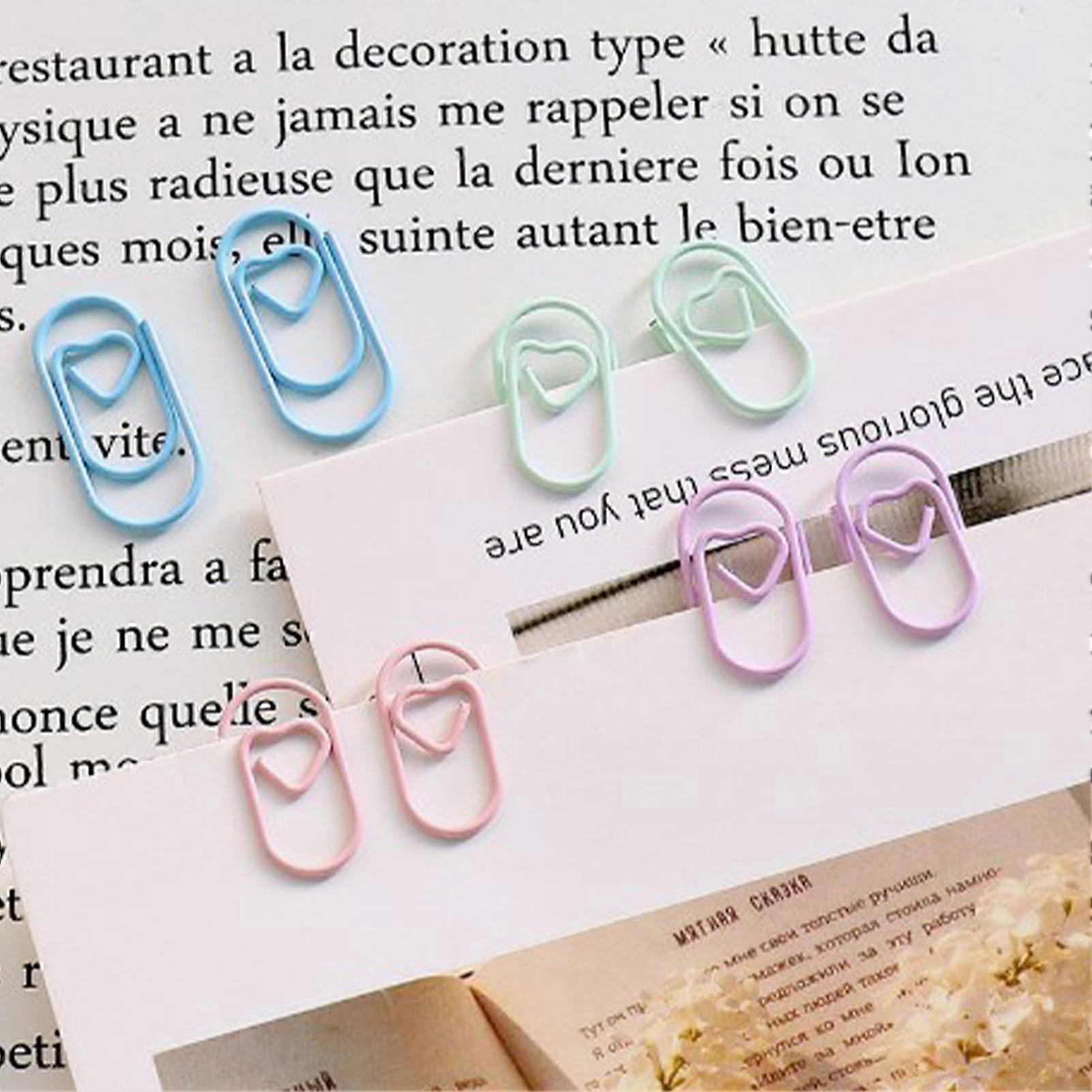 50PCS Mini Heart Paper Clips Colorful Cute Fancy Paper Clips for Office ...