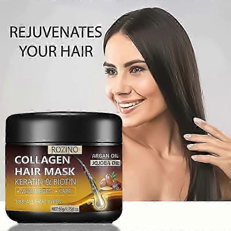 Collagen Hair Mask with Keratin and Biotin, Pure Natural Jojoba Oil, for Dry Damaged Rough Hair ...