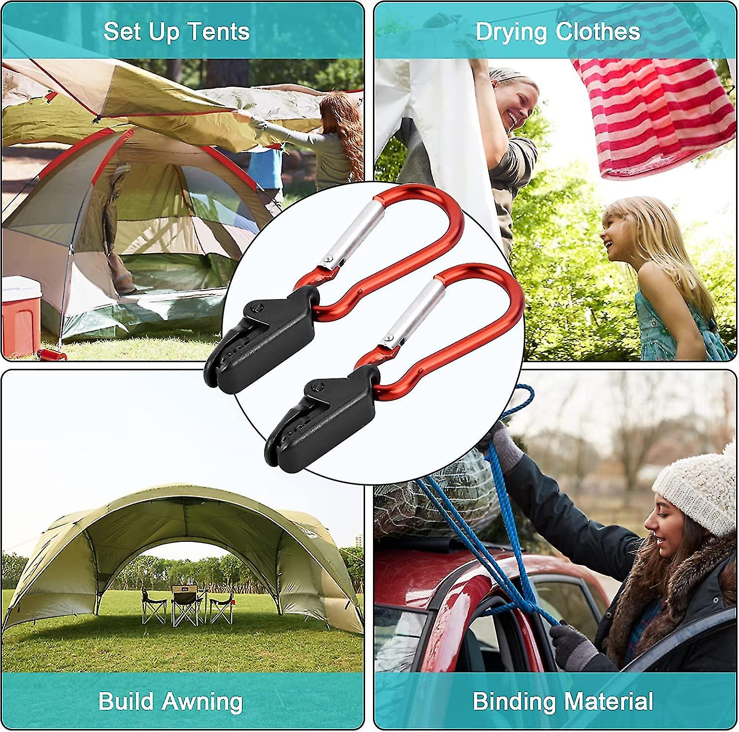 10 Sets Tarp Clip With Carabiner Tent Clip Awnings Windproof Clip Tent ...