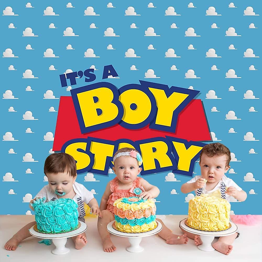 It's A Boy Story Backdrop Birthday Party Theme Photo Background Blue ...