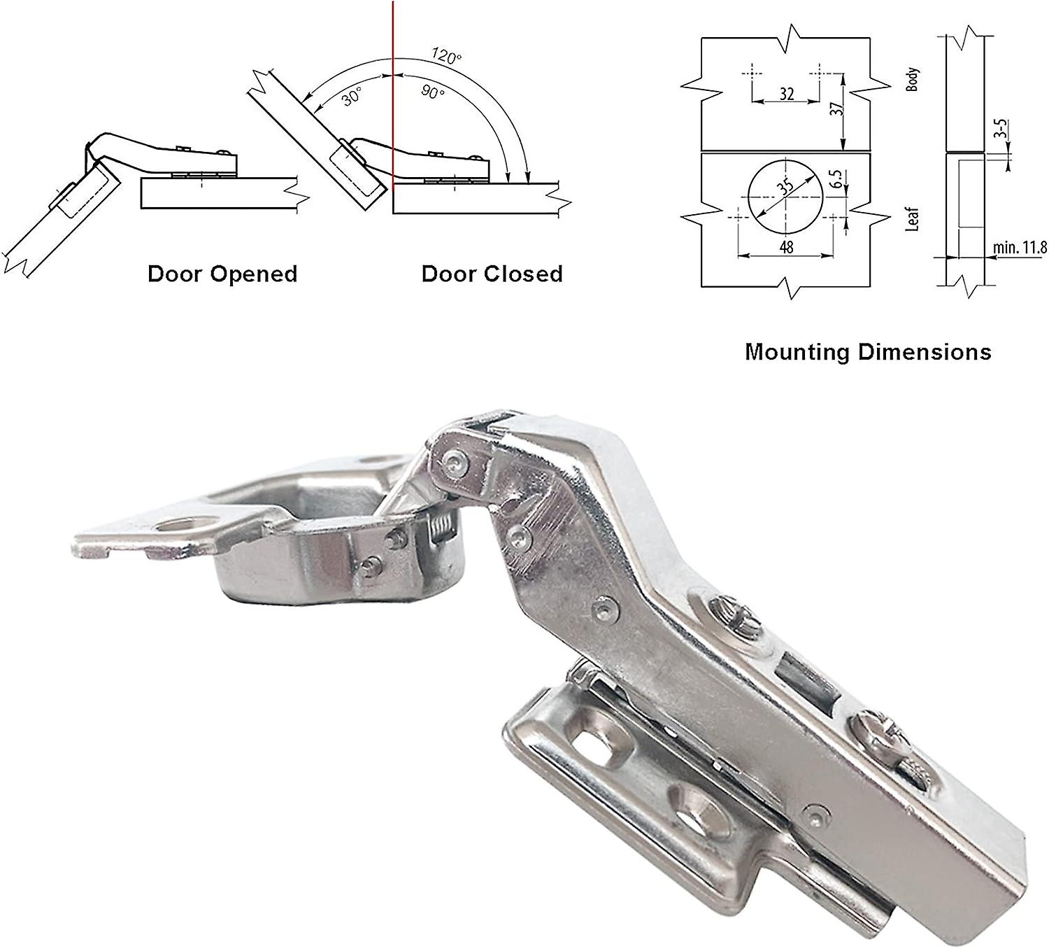 Set of 4 30 Degree Corner Hinge 35mm with Damper for Multi-Side Door ...