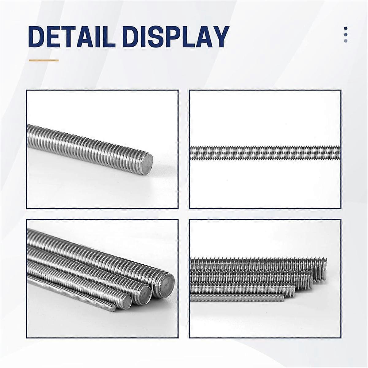 26pcs 8/32Inch Threaded Rods and Hex Nuts, 12Inch Stainless Steel Fully ...