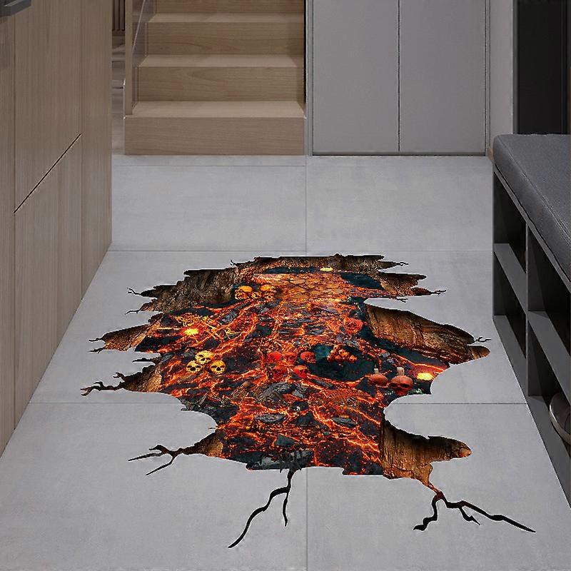 Scary Halloween Skull Skeleton Floor Decals 3D Spooky Flame and Lava ...
