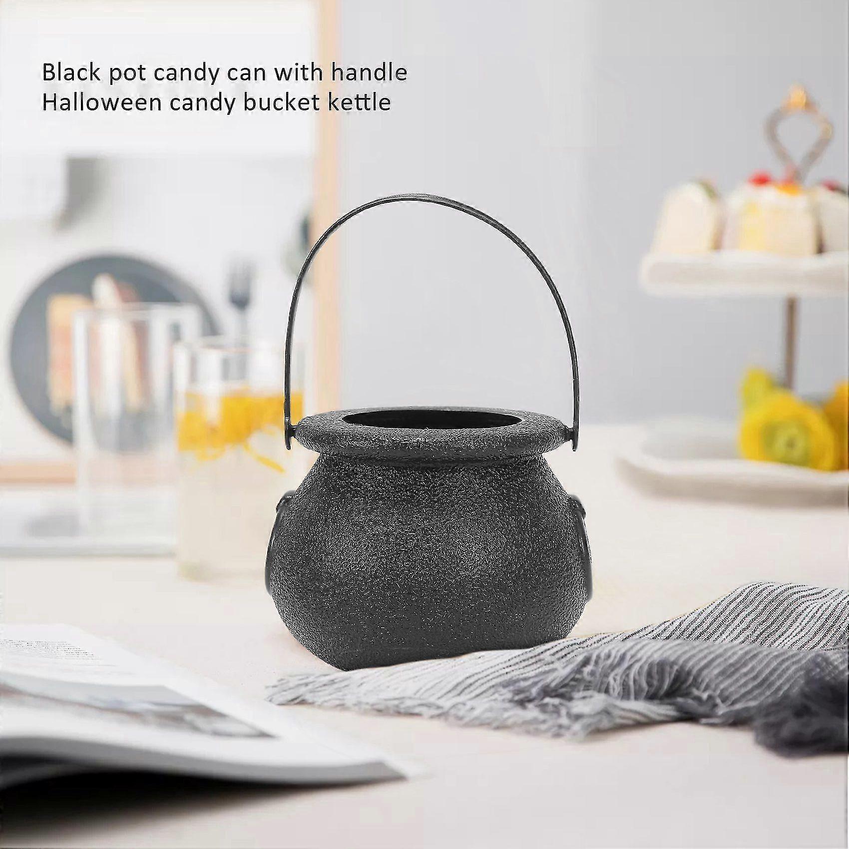 10pcs Black Cauldron Candy Holder Pot With Handle Halloween Candy ...