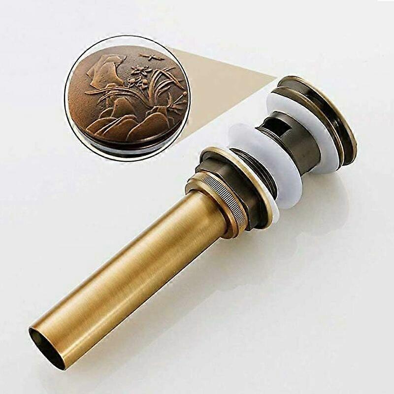 Automatic Push Open Sink Drain, Antique Brass Click-Clack Pop-Up Drain ...