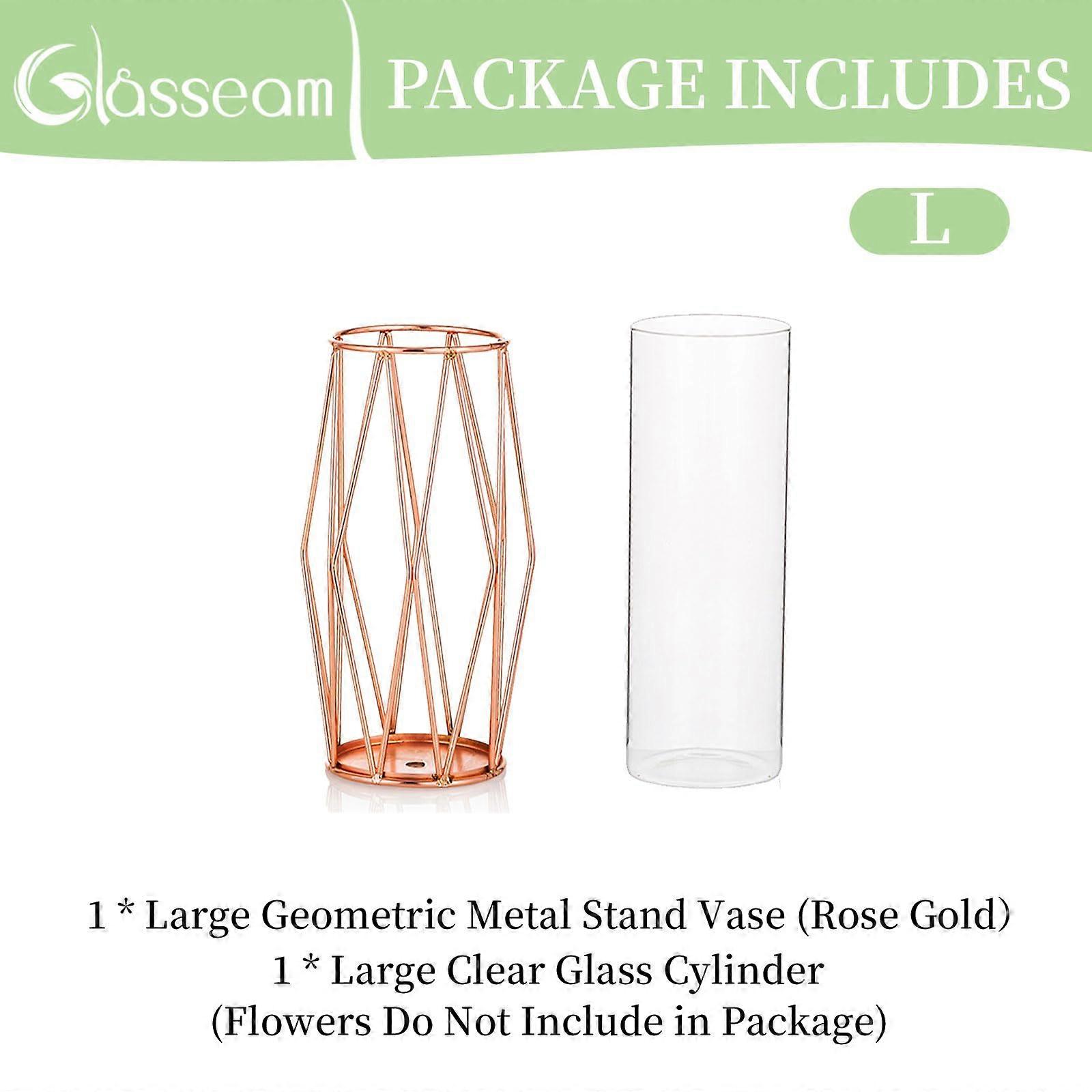 Vase for Pampas Grass, Glass Rose Gold Vase High Floor Vase with ...