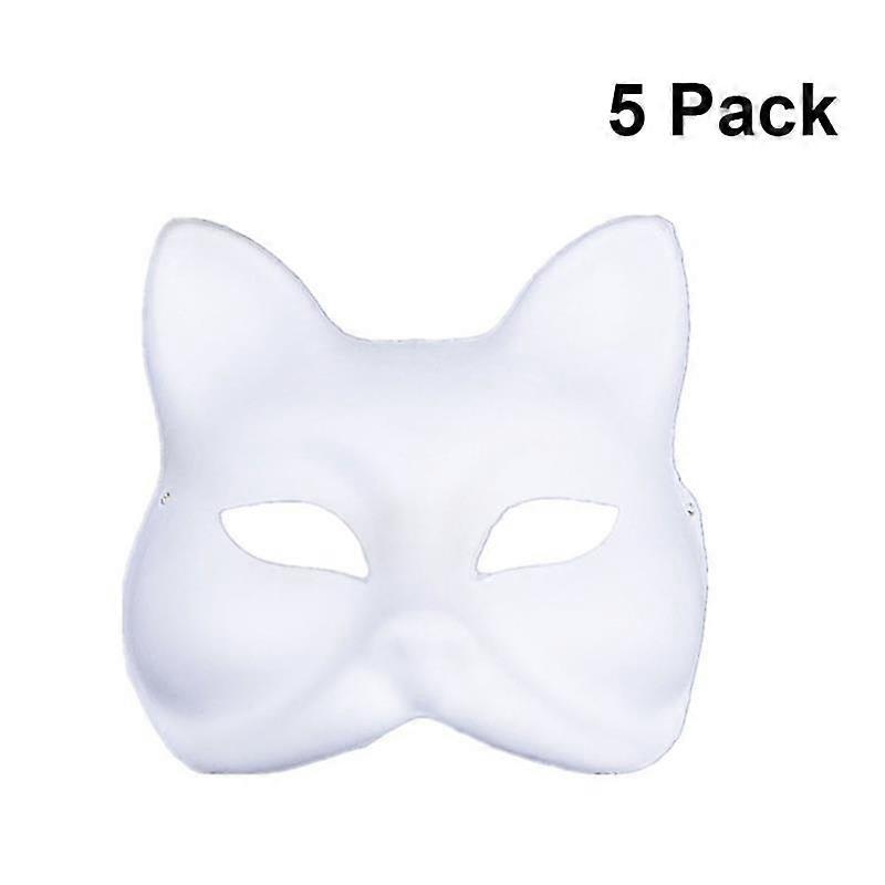 DIY Anime Pulp Japanese Mask Half Face Hand-painted Cat Fox Mask Anime ...