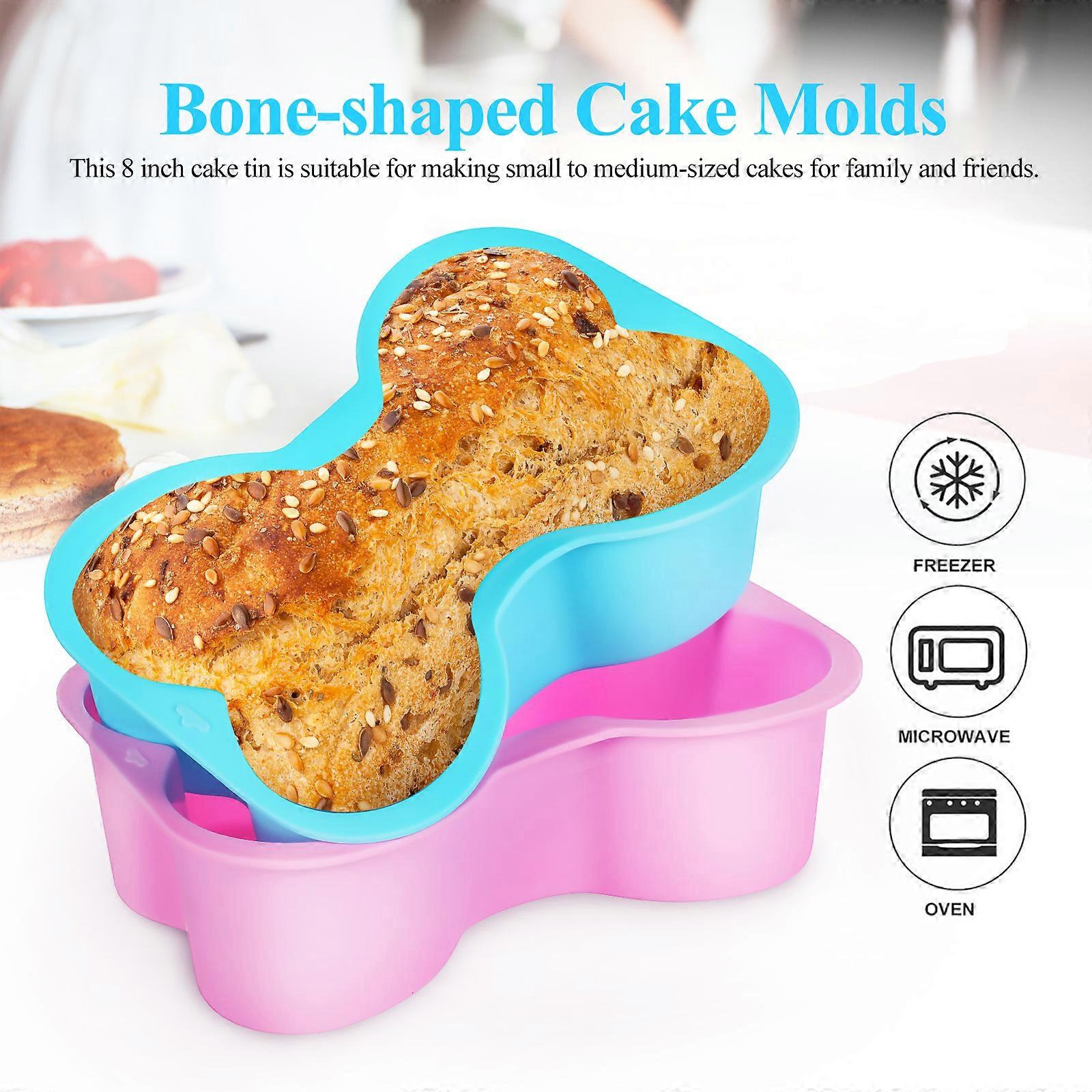 2 Pcs Dog Cake Pan Bone Shape Cake Mold Novelty Pet Cake Pan Silicone ...