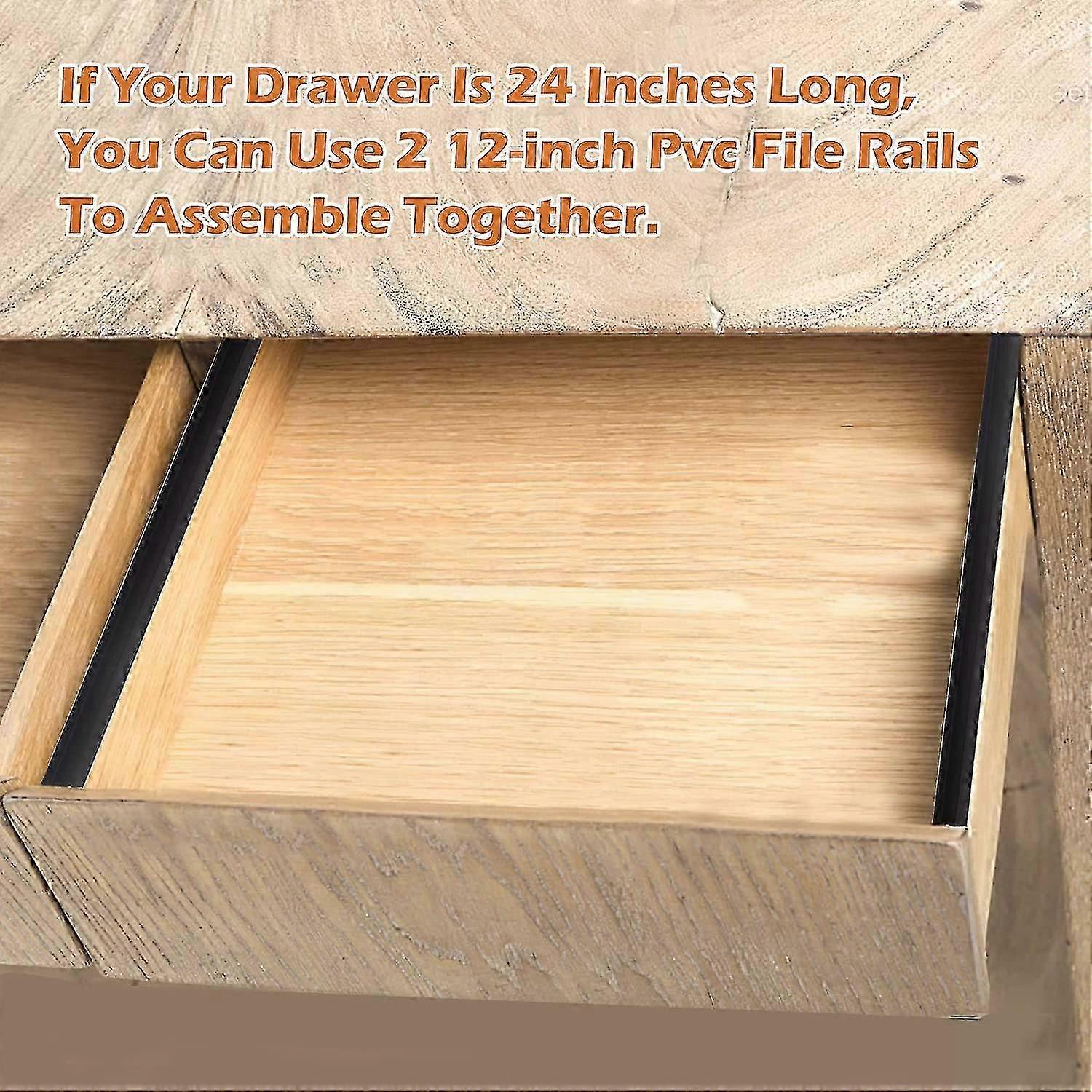 8 Pack Pvc Hanging File Rails, 12 Inch For 1/2 Drawing Sides, Black ...