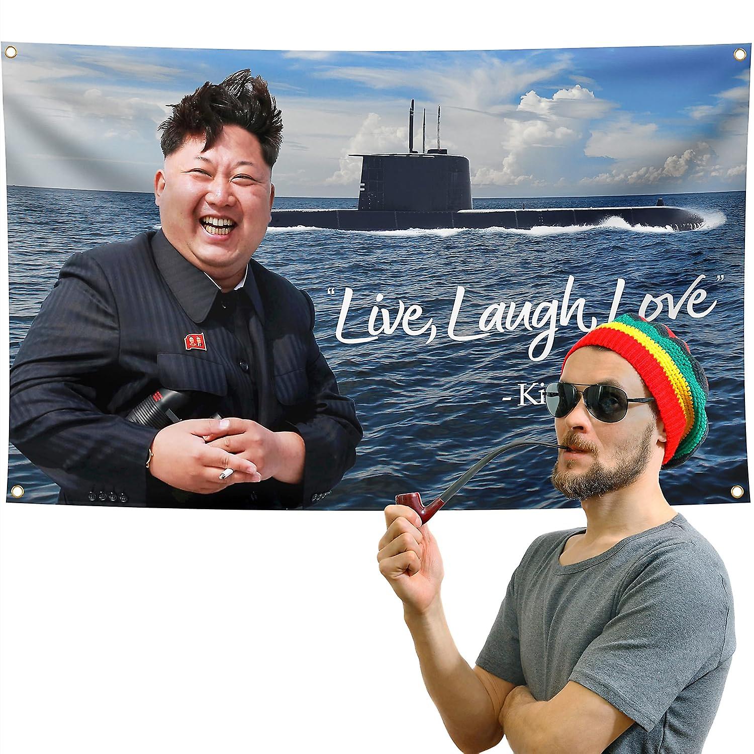 Kim Jong Un Live Laugh Love Flag Funny Meme Flag for Bedroom or College ...