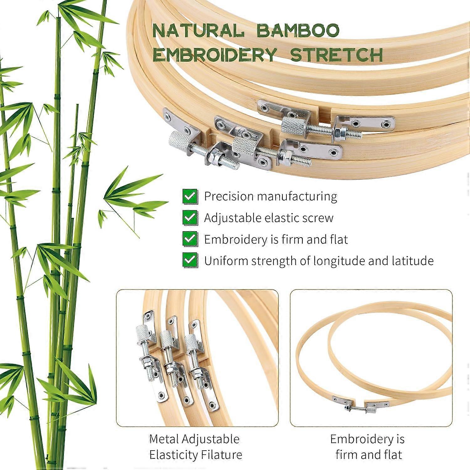 10 Pieces Embroidery Hoops, 20cm Bamboo Embroidery Tambours, Adjustable ...