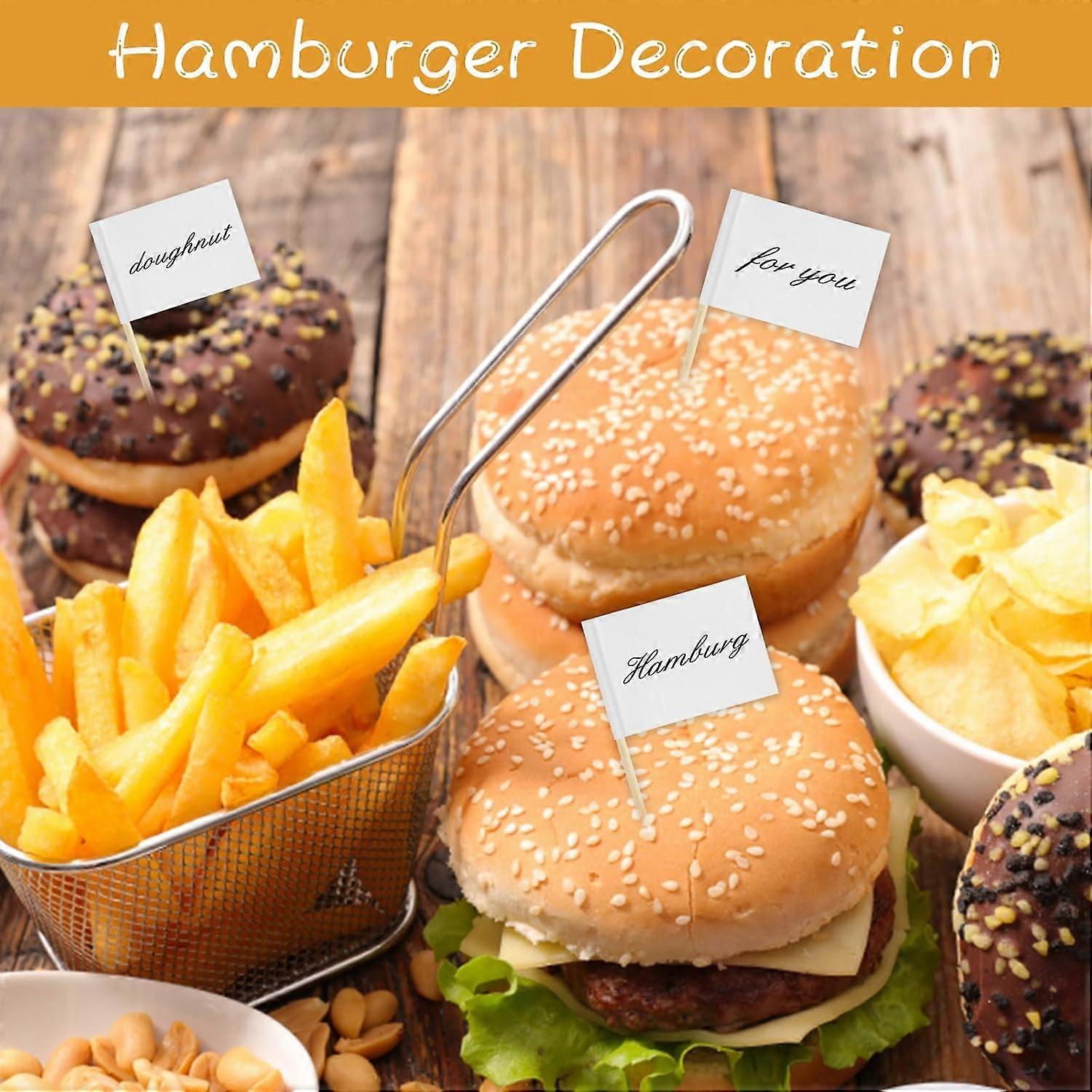 100Pcs Food Flags, Food Labels for Buffet, Blank Toothpick Flag Cheese ...