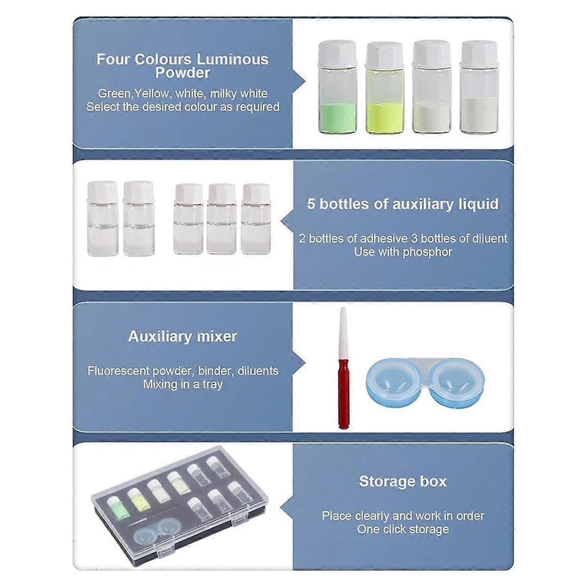 Clock Luminous Fluorescent Powder, Easy Mixing Luminous Powder Kit for ...