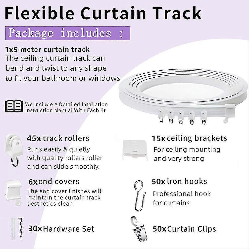 Flexible Bendable Ceiling Curtain Track, Ceiling Mount for Curtain Rail ...