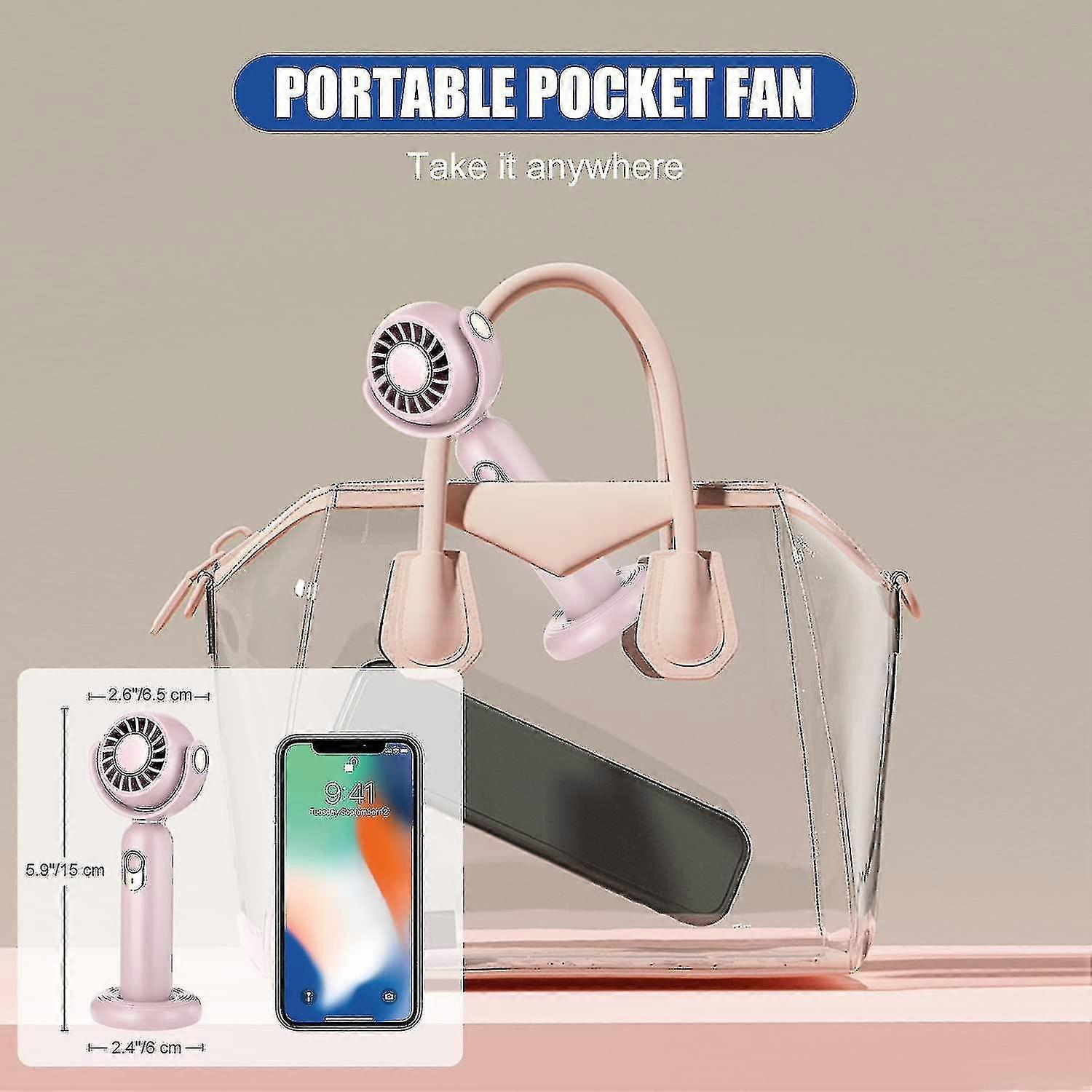 Mini Portable Fan, Handheld Fan Strong Winds 3 Speeds, Desk Fan With ...