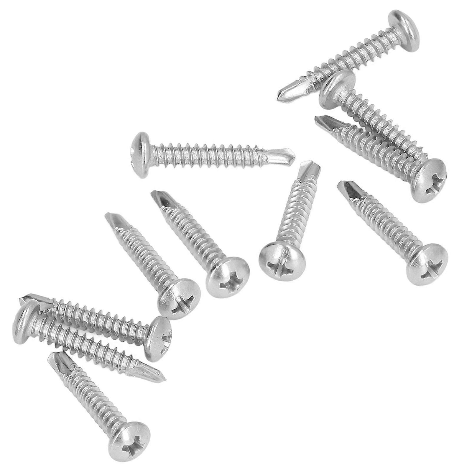 100Pcs Self Drilling Screw Stainless Steel Cross Round Head M4.2x25 ...