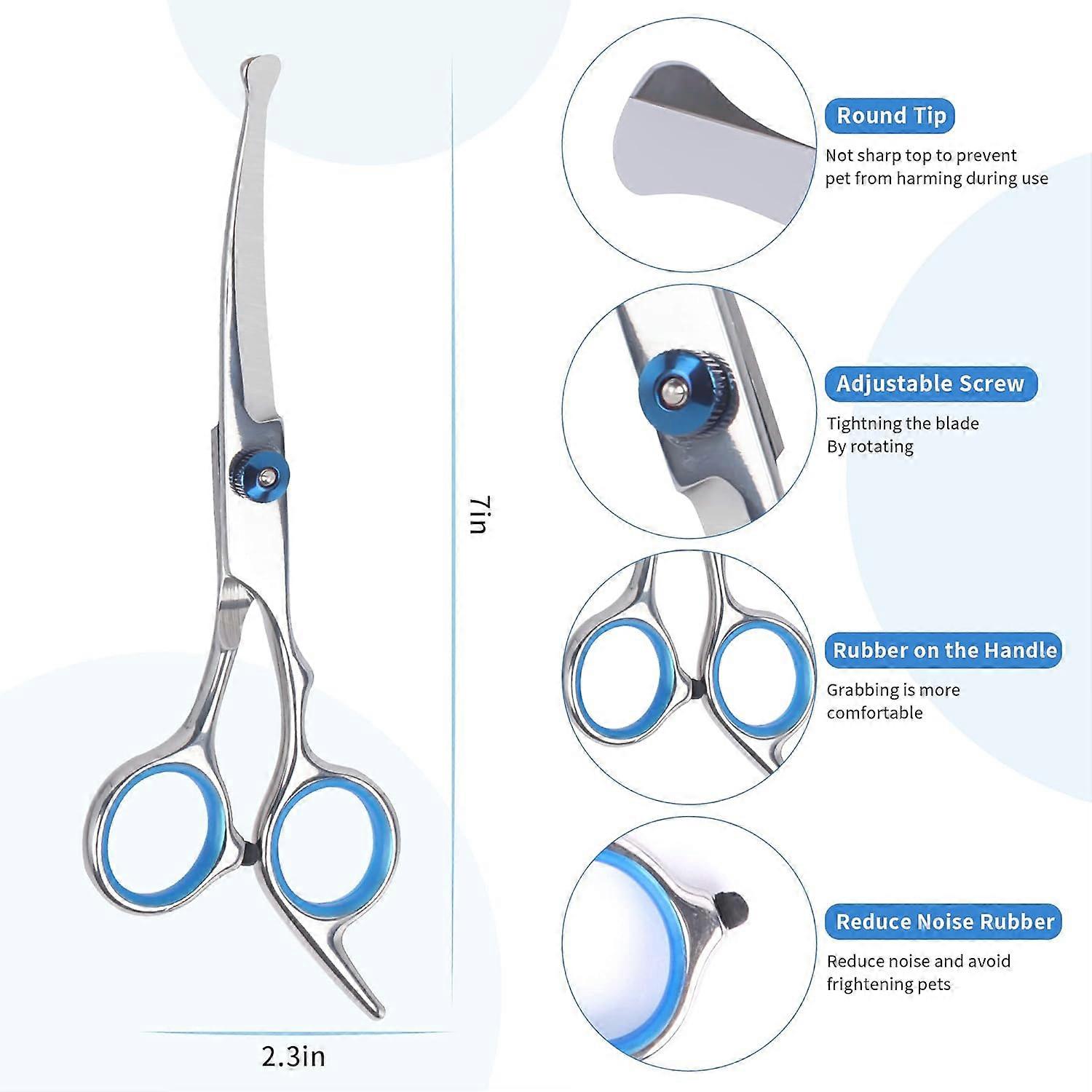 Dog Grooming Scissors, 6" Curved Grooming Scissors for Dog, with Safety ...