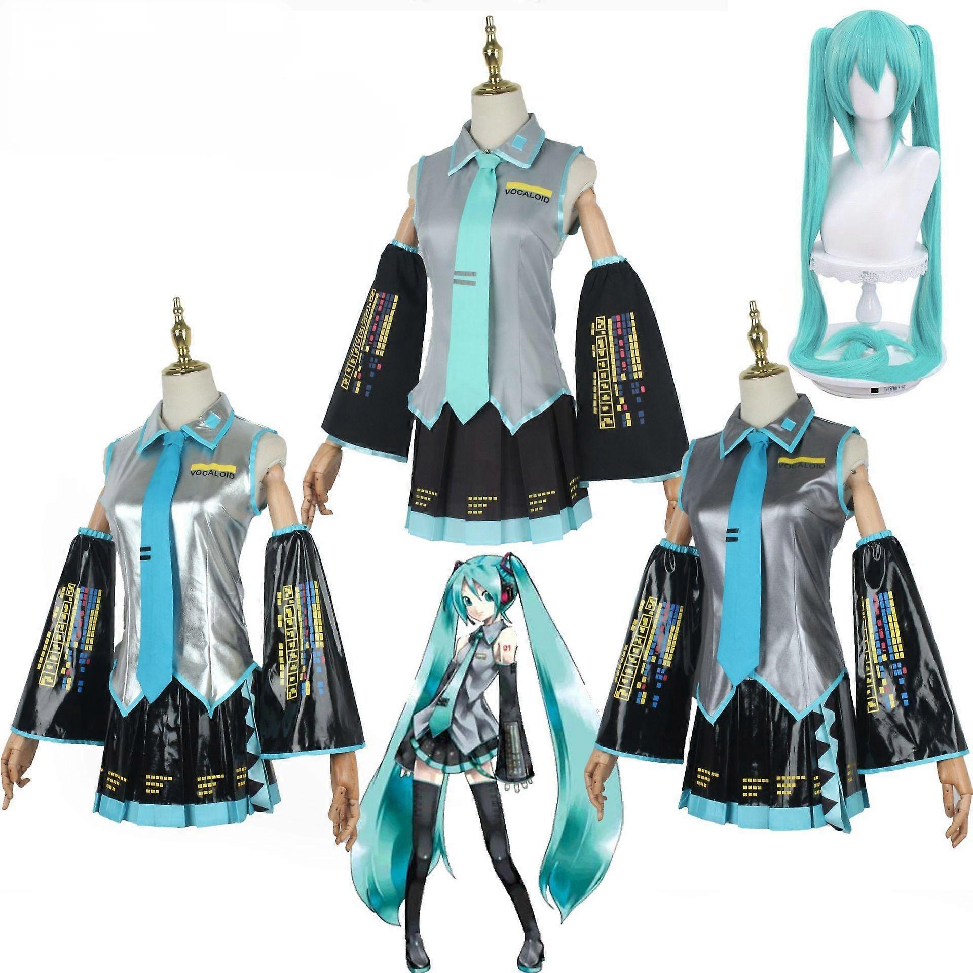Vocaloid Miku Cosplay Wig Costume Japan Midi Dress Beginner Future Miku ...