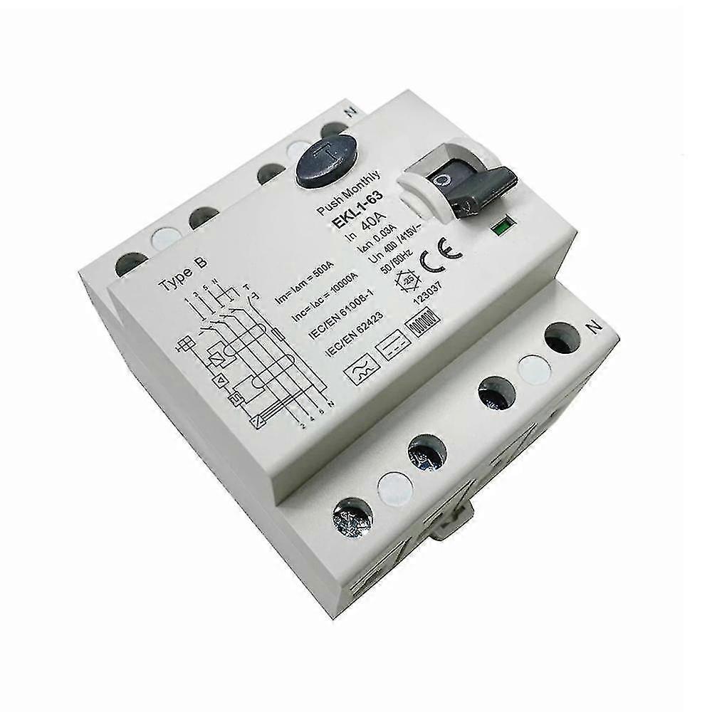 Type B Rccb Residual Current Circuit Breaker 10ka 4 Pole 40a 30ma Rcd Elcb Ekl1-63 Type B Rcd ...