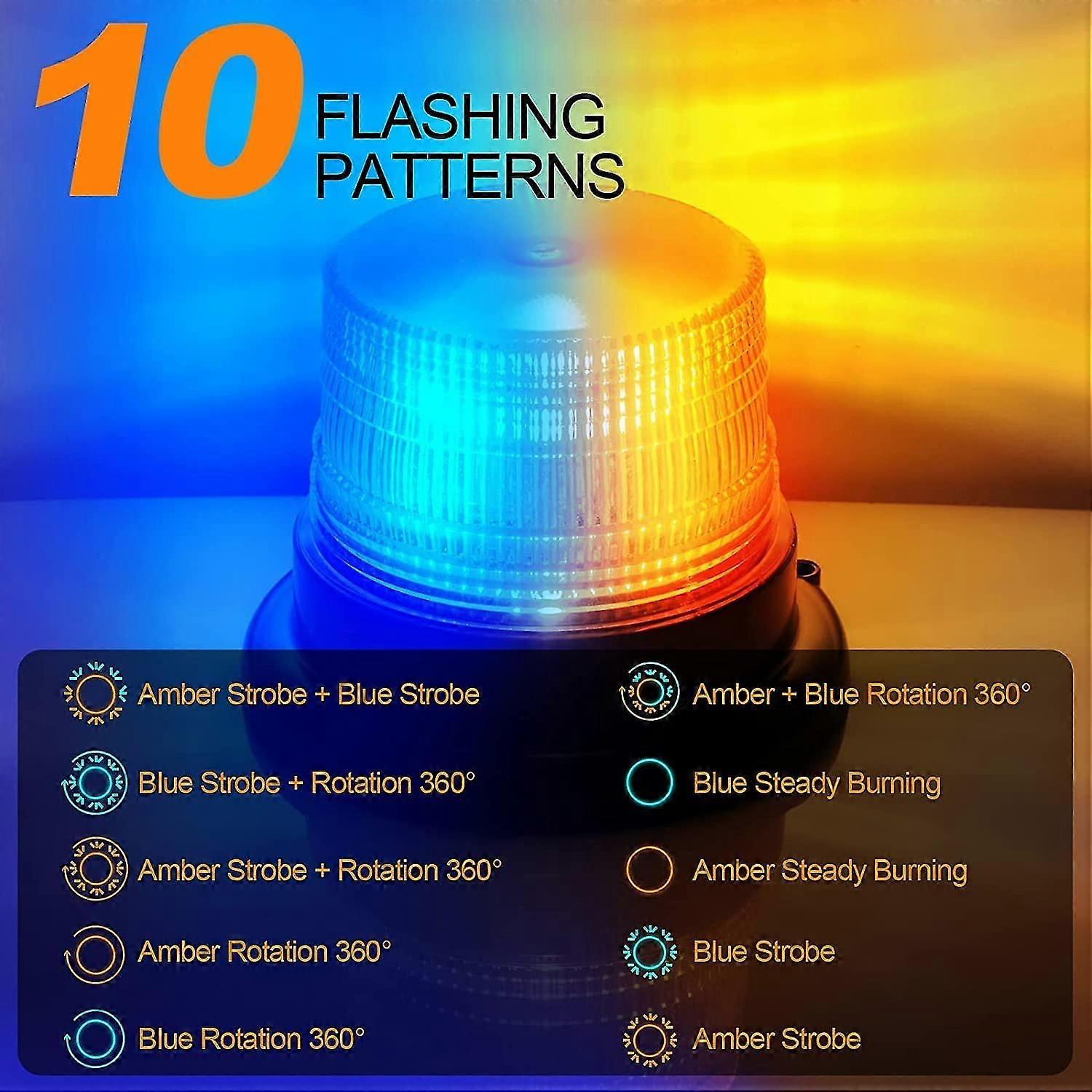 12v-80v Led Traffic Warning Light, 10 Flashing Modes Energy Emergency ...