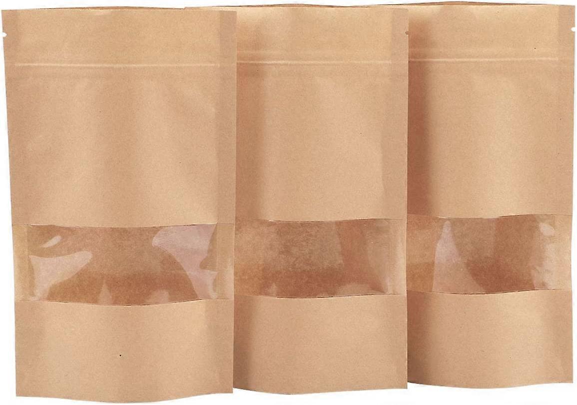 50 Pack Reusable Ziplock Grip Standable Seal Bags Waterproof Brown ...