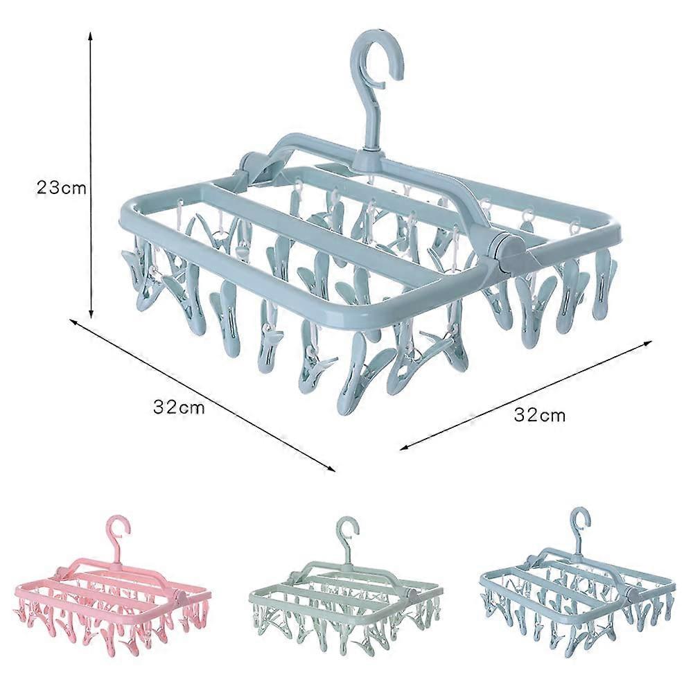 Sock drying rack, clothes drying rack with 32 clips, foldable hanging ...