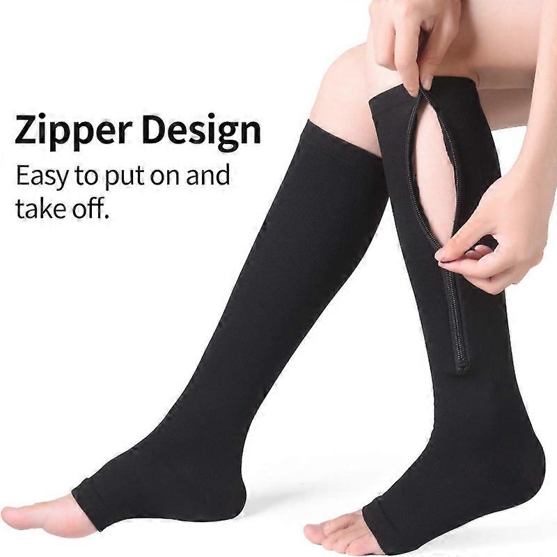Medical Zipper Compression Sock Women Men High Elasticity Nylon Closed ...