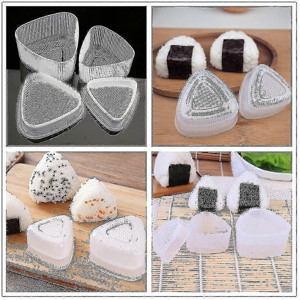4 Pcs Sushi Mould Kit Triangle Sushi Maker Transparent Onigiri Maker ...