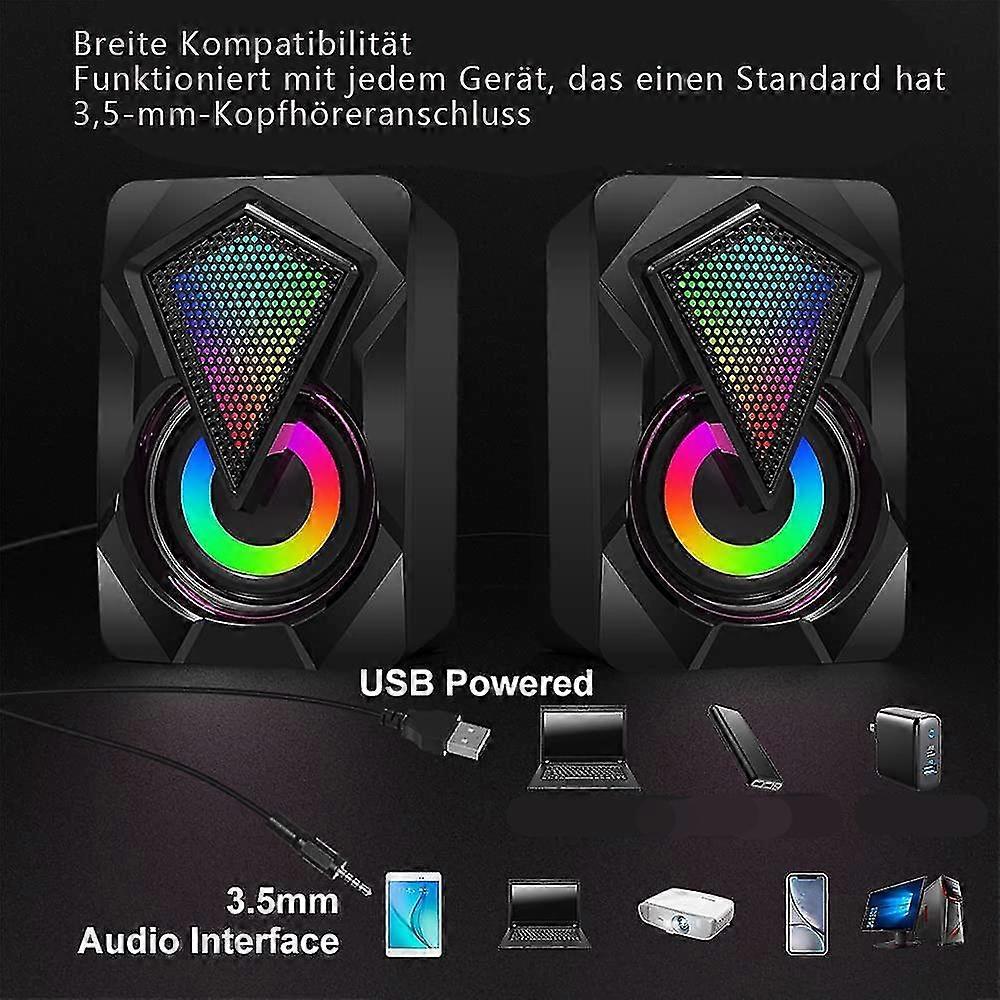 Usb Computer Speaker 10 W 2.0 Stereo Speaker System With Colourful Led ...