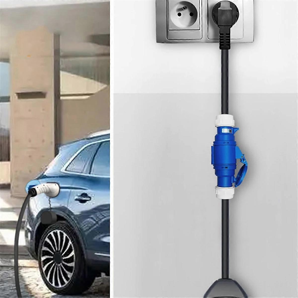 EV Charger Female Plug 3 Pins Adapter Waterproof Connection WallMount ...