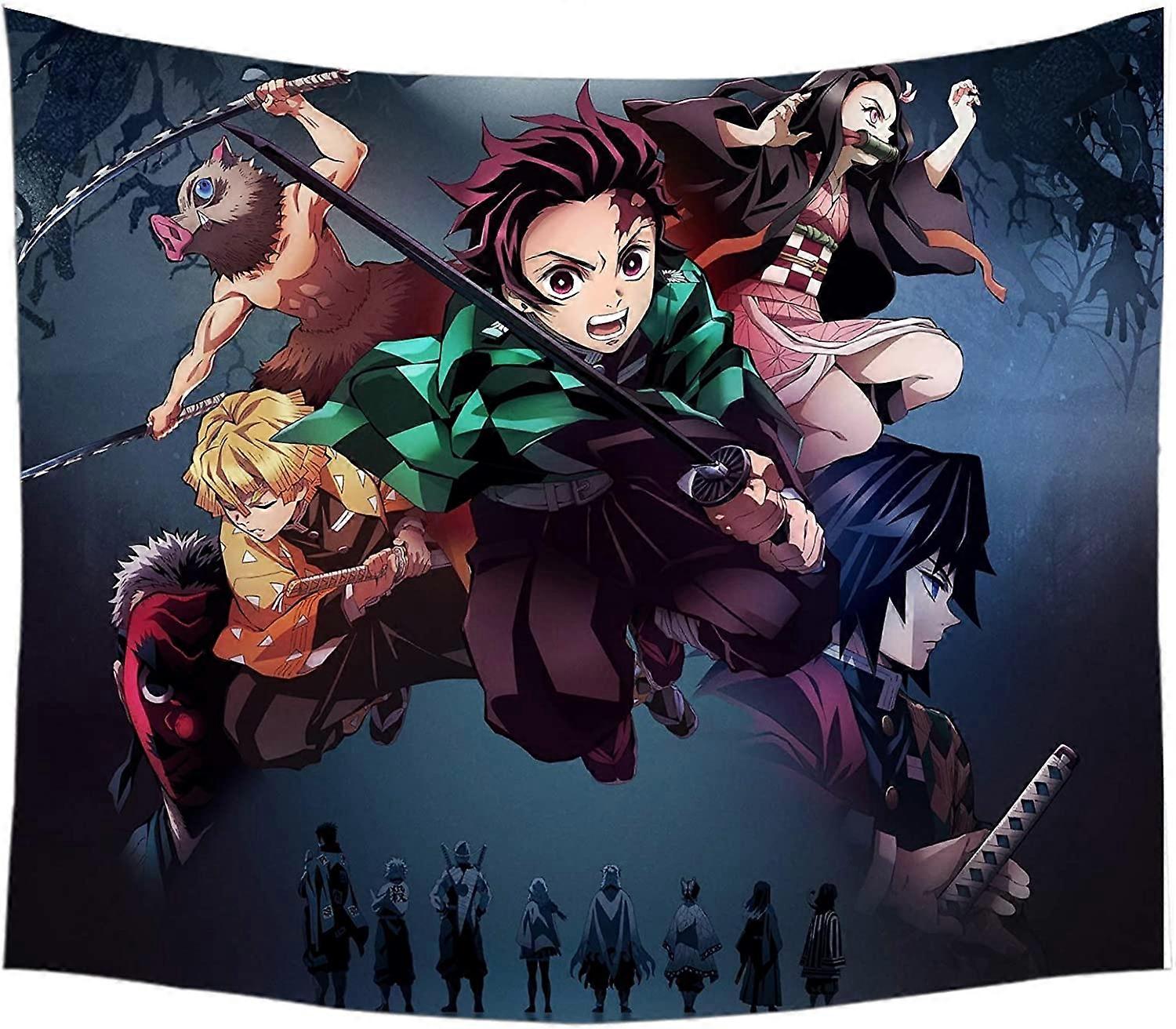 Anime Demon Slayer Tapestry Wall Hanging Backdrop Birthday Banner Party ...