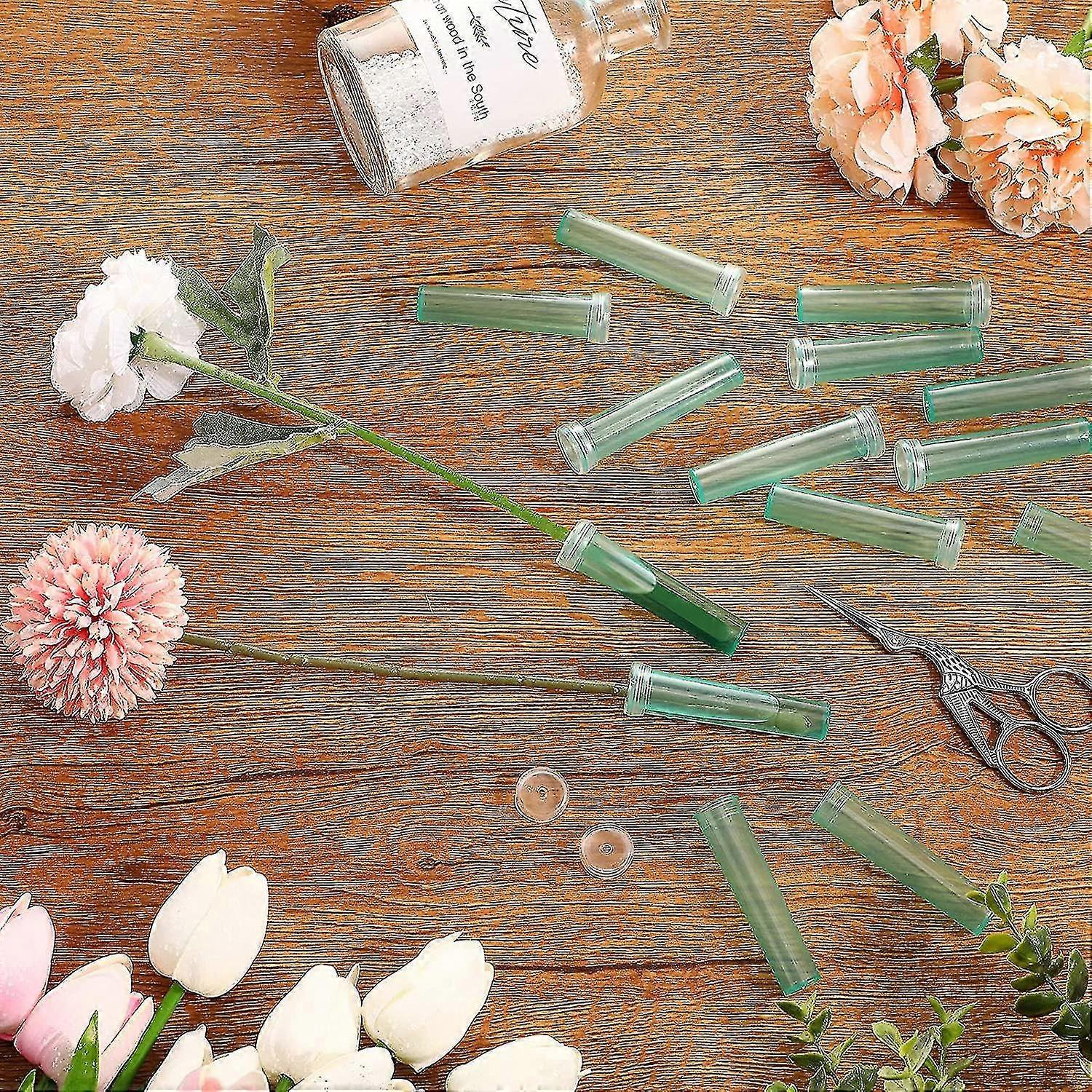 50 Pieces 2.8 Inches Floral Water Tubes Clear Plastic Flower Water ...