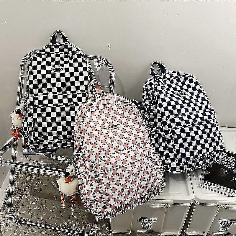 Checkerboard Plaid Backpack School Men And Women - KC | Fruugo UK