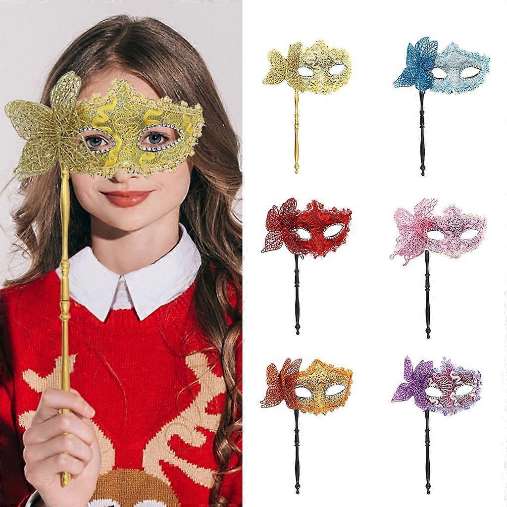 Mardi Gras Mask Halloween Party Mask with Holding Stick Masquerade Mask ...