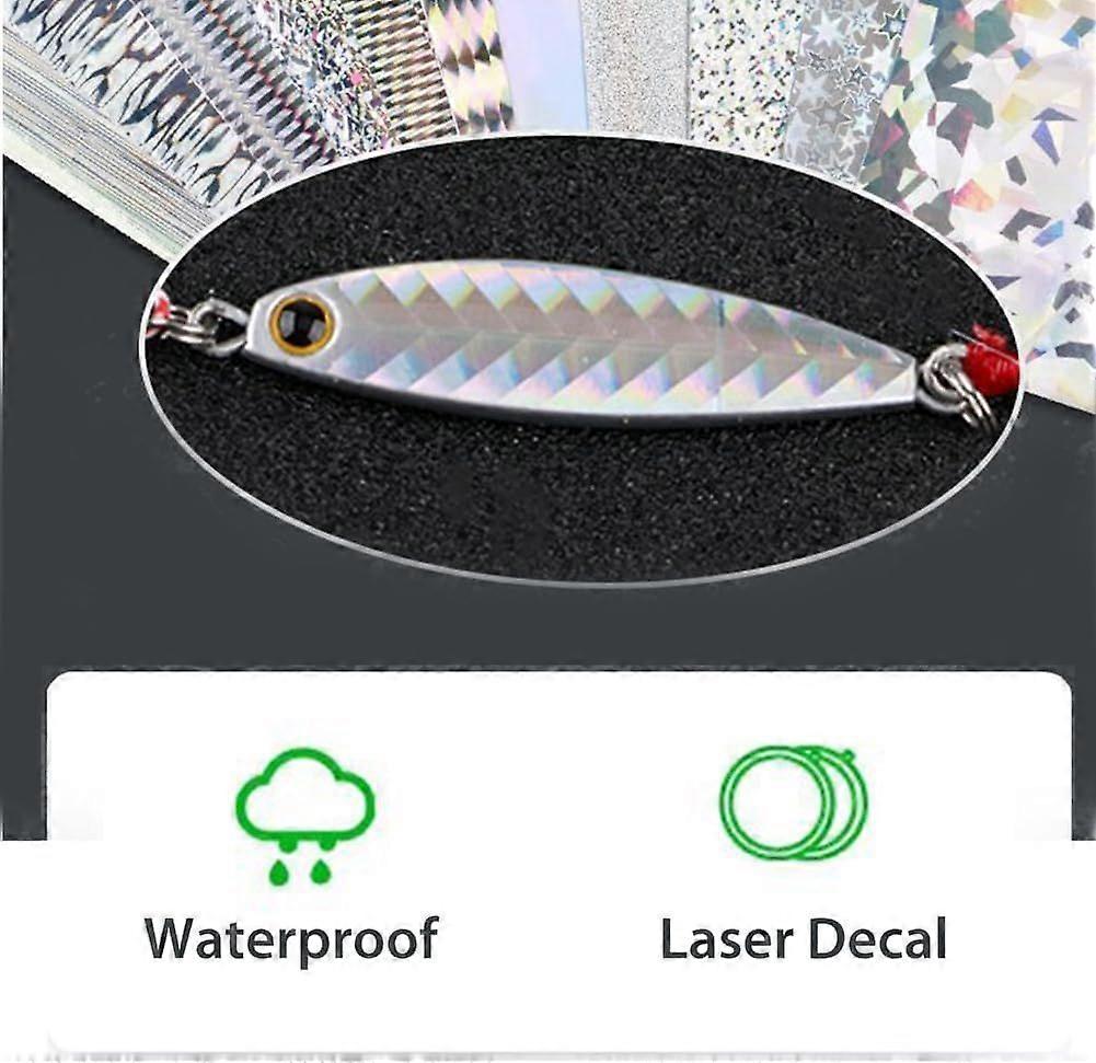 18Pcs 9 Styles Reflective Silver Fishing Lure Stickers Holographic Fish ...
