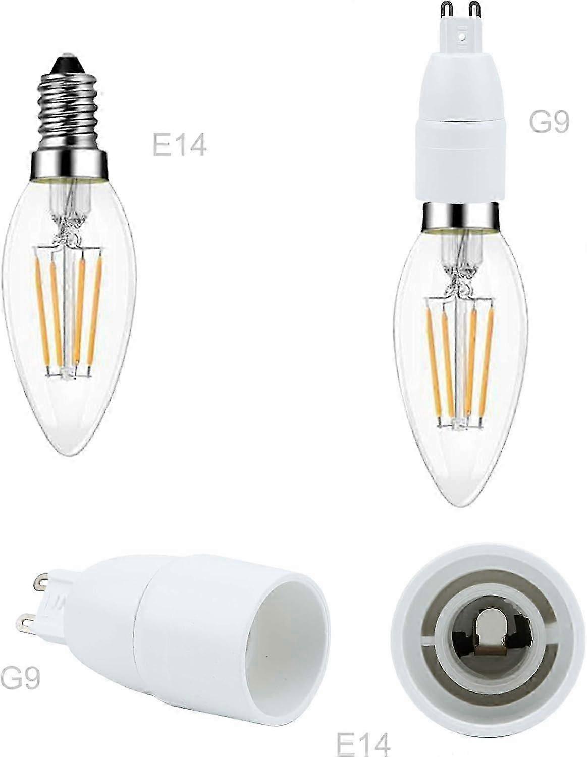 4x Lamp Socket Adapter G9 to E14 in WHITE - Set of 4 reformatting lamp ...