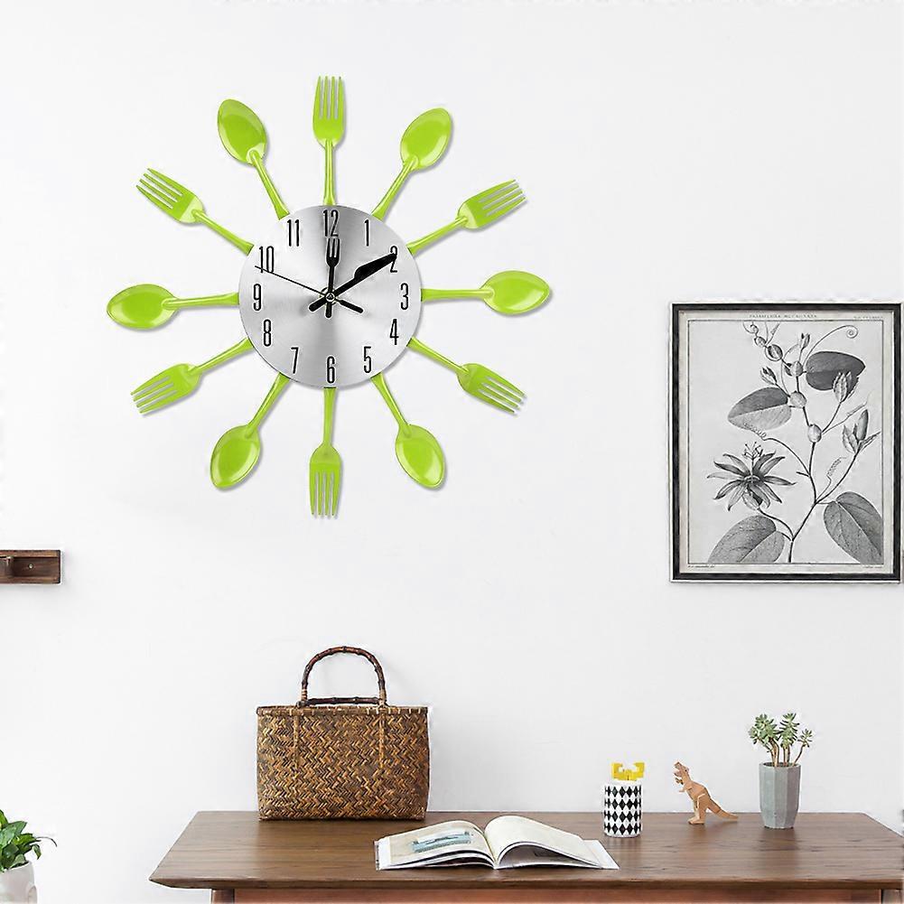Stainless Steel Cutlery Clock Knife and Fork Spoon Wall Clock Kitchen ...