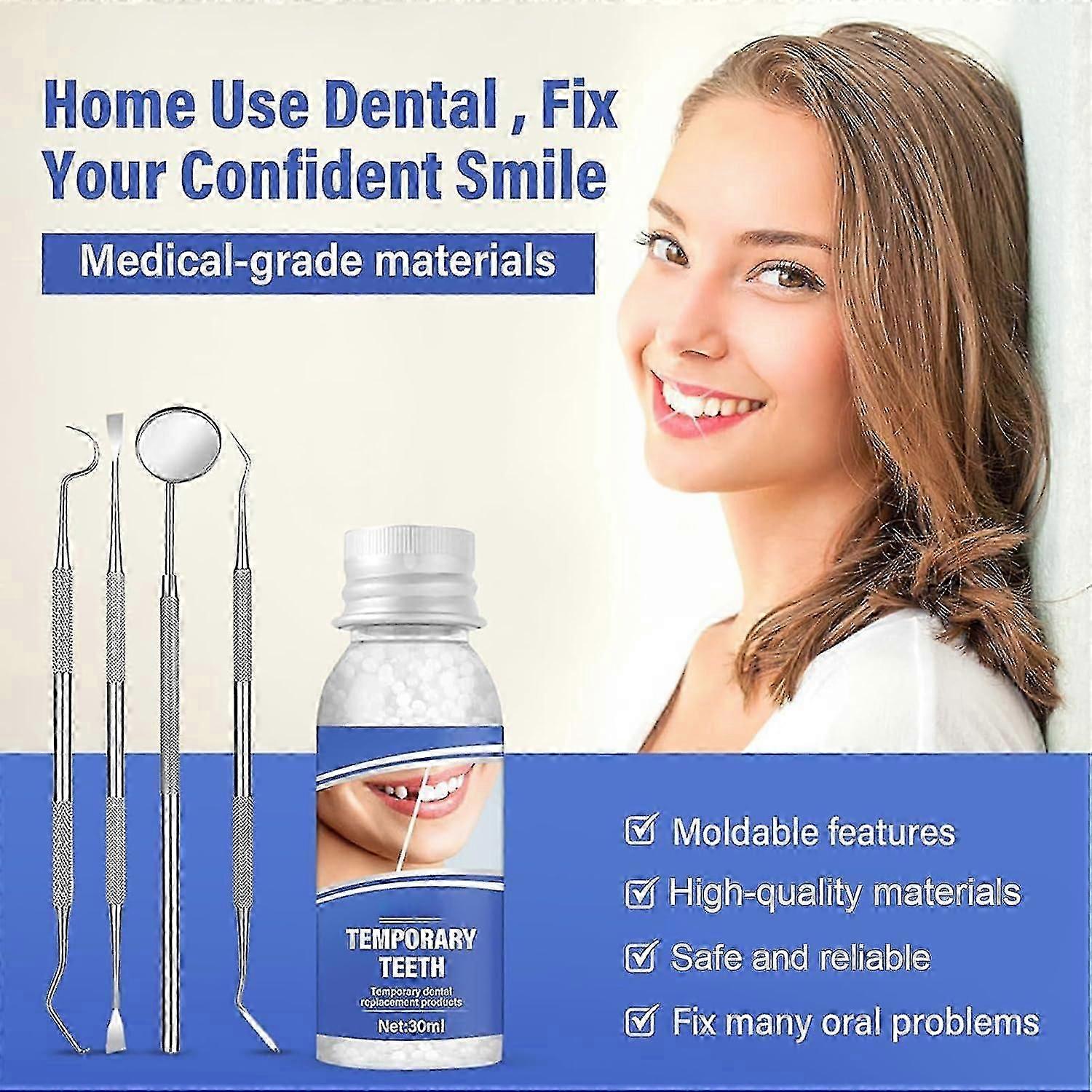 Tooth Repair Kit, Temporary Tooth Filling Repair Kit with 4 Tools ...