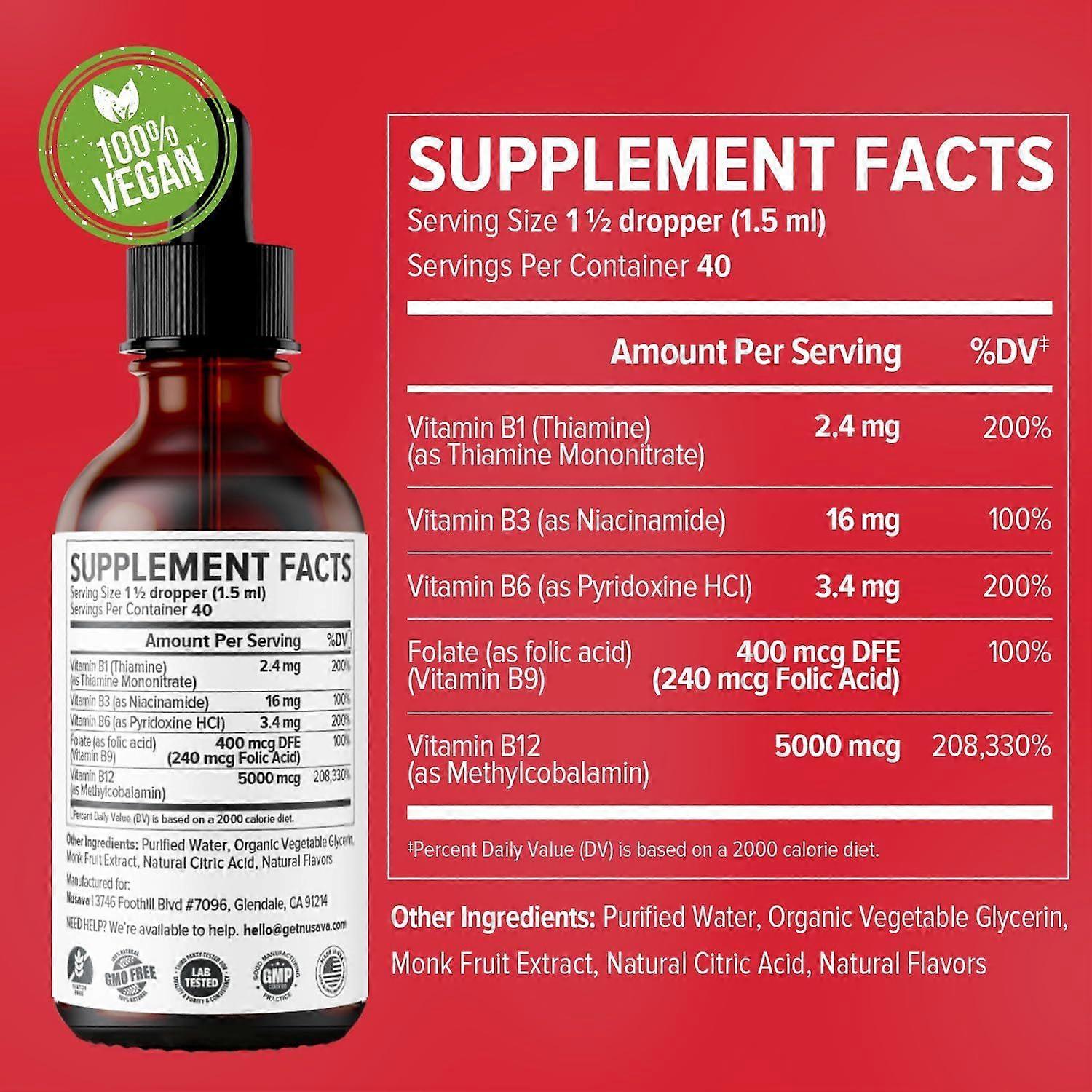 Vitamin B12 and B6 Liquid Drops,(2 Pack) B12 Sublingual Vitamin B ...