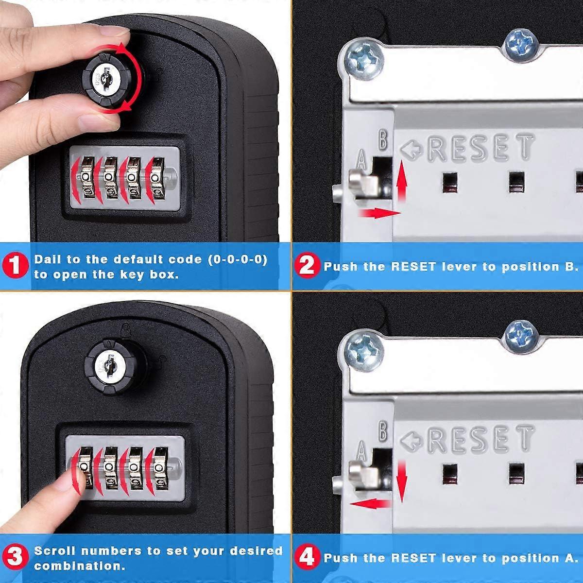 Security key box, large outdoor key box, with 4 combination keys and 1 ...